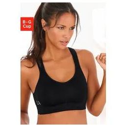 Sport-BH Lascana ACTIVE, Damen, Gr. 110, Cup G, schwarz, Microtouch, Obermaterial: 58% Polyamid, 42% Elasthan, BHs Sport-BH, mit weichem Frottee-Lining und breiten, wattierten Tr&auml;gern