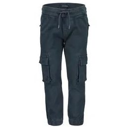 Cargohose Blue Seven, Jungen, Gr. 104, N-Gr, blau (nachtblau), Web, Obermaterial: 98% Baumwolle, 2% Elasthan, unifarben, washed, regular fit kn&ouml;chellang, Hosen Cargohose, zum Reinschl&uuml;pfen