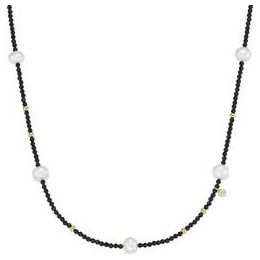 Collier "mit S&uuml;&szlig;wasser-Perlen und Ziersteinen, Silber 925", gold, Giorgio Martello MILANO, Halsketten, Damen, 90cm, Silber 925 (Sterlingsilber), Collier