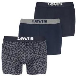 Levi's Boxershorts LEVI'S "LEVIS MEN GIFTBOX DENIM BOXER BRIEF 3P", Herren, Gr. S, blau (navy combo), Single Jersey, Obermaterial: 95% Baumwolle, 5% Elasthan, k&ouml;rpernah, Unterhosen, ohne Eingriff, mit elastischem Logobund