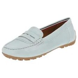 Mokassin Geox "Geox Mokassin Veloursleder", Damen, Gr. 37, hellblau, Veloursleder, Schuhe Mokassin