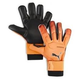 Torwarthandschuhe Puma "Puma ULTRA Ultimate Hybrid Torwarthandschuhe Unisex", Damen, Gr. 10, heat fire glowing rot schwarz orange, Obermaterial: 5% Elasthan, 95% Polyester. Handgelenkschoner: 77% Polyester, 23% Elasthan. Handfl&auml;che: 100% Latex, Handschuhe