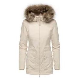Kurzmantel Ragwear "Monadetta Warm", Damen, Gr. XXXL(46), ecru, Obermaterial: 74% Baumwolle, 26% Nylon. Innenfutter: 100% Polyester. Wattierung: 100% Polyester, Basic, figurumspielend Po-bedeckend, hoch geschlossener Ausschnitt, &Auml;rmel ohne &Auml;rmelschlitz elastischer Bund krempelbar, M&auml;ntel Kurzmantel, Kurzer Wintermantel mit Kunstfellbesatz