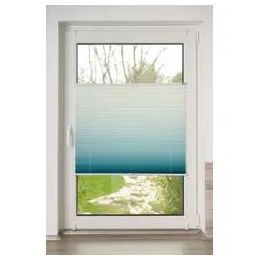 Plissee K-home "Farbverlauf Sunrise", petrol, wei&szlig;, B:120cm H:130cm, Obermaterial: 100% Polyester, Plissees