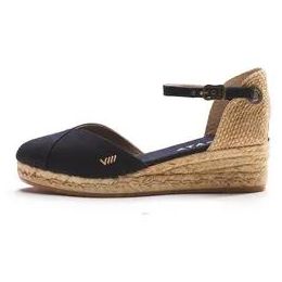 Espadrille VISCATA "Pubol", Damen, Gr. 38, schwarz (schwarz, beige), Textil, Schuhe Espadrille, mit schmalem Kn&ouml;chelriemen