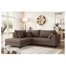 Ecksofa OTTO HOME "LEEVKE Design-Sofa mit Ottomane rechts/links bestellbar, Breite 232 cm", braun, B:232cm H:80cm T:190cm, 92% Polyester, 8% Nylon, Sofas, Ecksofa, in vielen modernen Farben erh&auml;ltlich, belastbar bis 480 kg
