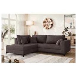 Ecksofa OTTO HOME "LEEVKE Design-Sofa mit Ottomane rechts/links bestellbar, Breite 232 cm", braun, B:232cm H:80cm T:190cm, 83% Polyester, 17% Nylon, Sofas, Ecksofa, in vielen modernen Farben erh&auml;ltlich, belastbar bis 480 kg