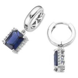 Paar Creolen Smart Jewel "mit Zirkonia und Kristallsteinen, Silber 925", blau, Ohrringe, Damen, Silber 925 (Sterlingsilber)