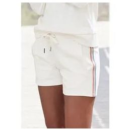 H.I.S. Shorts H.I.S, Damen, Gr. 52/54, N-Gr, beige (ecru), Interlock, Obermaterial: 60% Baumwolle, 40% Polyester, unifarben, Basic, bequem kurz, Hosen Shorts, mit seitlichen Streifen, Loungewear