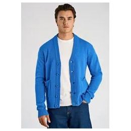 Strickjacke LINDBERGH "Cardigan Comfort Fit", Herren, Gr. XL, bright blau mel, Obermaterial: 80% Wolle, 20% Nylon, unifarben, Strickjacken Strickjacke