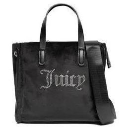 Shopper Juicy Couture "IRIS VELVET R. M. SHOPPING Damen", Damen, Gr. B/H/T: 7cm x 17cm onesize, schwarz, Polyester, Polyurethan, Taschen Shopper, Handtasche Damen, Mini Bag, Abendtasche, Fashion, Lifestyle, Sale