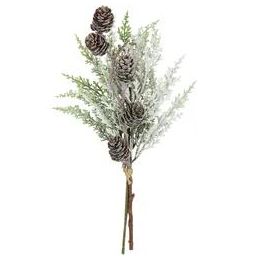 Kunstzweig I.GE.A. "Thuja-Bund", gr&uuml;n, wei&szlig;, B:16cm H:43cm L:13cm, Kunststoff, Kunstpflanzen, Kunstzweig, mit Zapfen Dekozweig Tannengr&uuml;n Deko Weihnachtsdeko Kranz Adventskranz