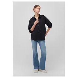Langarmbluse Mavi "LONG SLEEVE SHIRT", Damen, Gr. XS, schwarz, 70% Baumwolle, 30% Leinen, unifarben, normal normal, eng 1-Knopf-Manschette, Blusen, Bluse langarm
