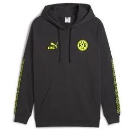 Hoodie Puma "Borussia Dortmund KING Hoodie Herren", Herren, Gr. S, gelb (flat schwarz gray gelb alert), Obermaterial: 68% Baumwolle, 32% Polyester. Rippe: 3% Elasthan, 97% Baumwolle. Besatz: 100% Polyester, normal, Sweatshirts Hoodie