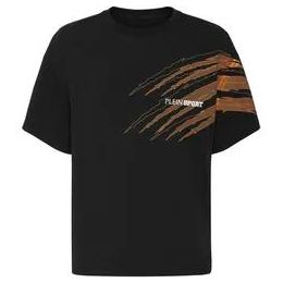 T-Shirt Plein Sport "Scratch", Damen, Gr. XL, 0220, schwarz, orange, Obermaterial: 100% Baumwolle, Shirts T-Shirt