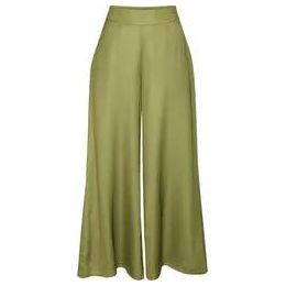 Webhose Lascana, Damen, Gr. 38, N-Gr, moosgr&uuml;n, Satin, Obermaterial: 100% Polyester, unifarben, figurumspielend lang, Hosen, aus leichter Satinqualit&auml;t, weite Palazzohose mit Taschen, Stoffhose