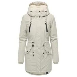 Wintermantel Ragwear "Elsien", Damen, Gr. S (36), beige (bone), Obermaterial: 100% Polyester. Innenfutter: 100% Polyester. Wattierung: 100% Polyester, tailliert ca. Mitte Oberschenkel, hoch geschlossener Ausschnitt, &Auml;rmel ohne &Auml;rmelschlitz Rippstrickb&uuml;ndchen mit Daumenl&ouml;chern, M&auml;ntel Wintermantel, wasserdichter Winterparka mit Teddyfell-Futter