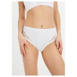 Maxislip bonprix, Damen, Gr. 40/42 (M), 2 Stk., wei&szlig; (wei&szlig;, wei&szlig;), Obermaterial: 80% Polyamid, 20% Elasthan. Spitze: 90% Polyamid, 10% Elasthan, Unterhosen, mit feiner Spitze, aus Polyamid und Elasthan, bequeme Passform