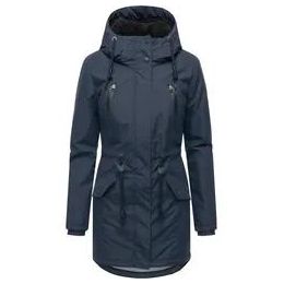 Wintermantel Ragwear "Elsien", Damen, Gr. S (36), blau (navy), Obermaterial: 100% Polyester. Innenfutter: 100% Polyester. Wattierung: 100% Polyester, tailliert ca. Mitte Oberschenkel, hoch geschlossener Ausschnitt, &Auml;rmel ohne &Auml;rmelschlitz Rippstrickb&uuml;ndchen mit Daumenl&ouml;chern, M&auml;ntel Wintermantel, wasserdichter Winterparka mit Teddyfell-Futter