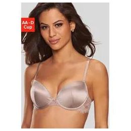 Push-up-BH Lascana "Alana", Damen, Gr. 70, Cup B, beige (sand), Spitze, Obermaterial: 41% Seide, 33% Polyester, 20% Polyamid, 6% Elasthan, BHs Push-up-BH, mit hohem Seidenanteil und edler Spitze, Dessous