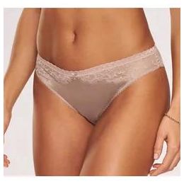 Slip Lascana "Alana", Damen, Gr. 32/34, beige (sand), Spitze, Obermaterial: 50% Polyamid, 40% Seide, 10% Elasthan, Unterhosen Slip, mit hohem Seidenanteil und edler Spitze