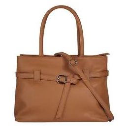 Henkeltasche CLUTY, Damen, Gr. B/H/T: 33cm x 23cm x 15cm onesize, cognac, Leder, leicht gl&auml;nzend, unifarben, Taschen, echt Leder, Made in Italy