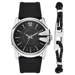 Quarzuhr Diesel "MASTER CHIEF", schwarz, Armbanduhren, Damen, Quarzuhr, Armbanduhr, Herrenuhr, Silikonarmband, Ideal auch als Geschenk, analog