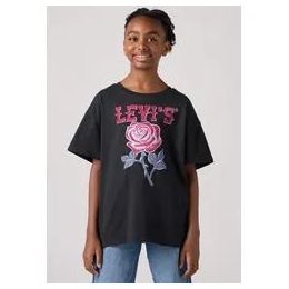 Levi's T-Shirt LEVI'S KIDS "LVG OVERSIZED WESTERN ROSES TEE", M&auml;dchen, Gr. 8 (128), schwarz (jet schwarz), Single Jersey, Obermaterial: 100% Baumwolle, bedruckt, oversize h&uuml;ftbedeckend, Rundhals, Shirts T-Shirt, mit gro&szlig;em Print "Rose", for Girls