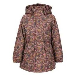 Outdoorjacke ZIGZAG "Angelina V2", Kinder, Gr. 104, braun (braun, lila), 100% Polyester, bedruckt, normal, ohne Ausschnitt, Jacken Outdoorjacke, mit wasserdichter Membran