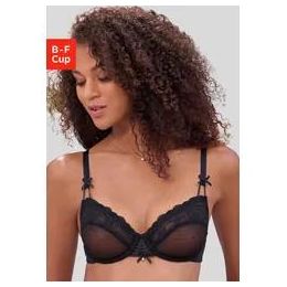 B&uuml;gel-BH Nuance, Damen, Gr. 80, Cup F, schwarz, Spitze, Obermaterial: 67% Polyamid, 23% Polyester, 10% Elasthan, BHs B&uuml;gel-BH, mit dekorativer Schn&uuml;rung und Zierschleifen, verf&uuml;hrerische Dessous