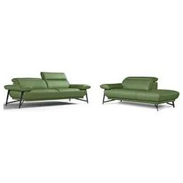 Sofa Egoitaliano "Anais, Design mit hohem Sitzkomfort, Fu&szlig;farbe schattengrau", gr&uuml;n, Sofas, Leder CAREZZA, Ottomane Armlehne links, Set, Kopfteil verstellbar, Leder CAREZZA, gr&uuml;n