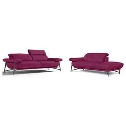 Sofa Egoitaliano "Anais, Design mit hohem Sitzkomfort, Fu&szlig;farbe schattengrau", pink (fuchsia), Sofas, Luxus-Microfaser, Ottomane Armlehne links, Set, Kopfteil verstellbar, Luxus-Microfaser, fuchsia