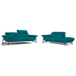 Sofa Egoitaliano "Anais, Design mit hohem Sitzkomfort, Fu&szlig;farbe schattengrau", bunt (blaur&uuml;n), Sofas, Luxus-Microfaser, Ottomane Armlehne links, Set, Kopfteil verstellbar, Luxus-Microfaser, blaur&uuml;n
