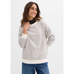 bonprix Umstandssweatshirt und Stillsweatshirt aus Bio-Baumwolle, grau, Gr.44/46 (L), H&uuml;ftbedeckendes Sweatshirt f&uuml;r die Schwangerschaft und danach, aus 100% Baumwolle