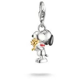 Charm-Einh&auml;nger Thomas Sabo "Thomas Sabo x Peanuts Snoopy and Woodstock Friends Charm - Original", silberfarben, gelbgoldfarben, schwarz, rot, Charms, Damen, Silber 925 (recycelt)