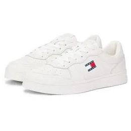 Tommy Hilfiger Plateausneaker TOMMY JEANS "THE GREENWICH", Herren, Gr. 41, wei&szlig;, Leder, Lederimitat, Schuhe Plateausneaker, Schn&uuml;rschuh, Halbschuh, Freizeitschuh mit Ziern&auml;hten