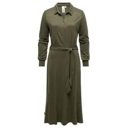 Blusenkleid Ragwear "Plantee", Damen, Gr. L (40), Normalgr&ouml;&szlig;en, olivgr&uuml;n, Material: 95% Viskose, 5% Elasthan, figurumspielend kniebedeckend, Rundhals, &Auml;rmel ohne &Auml;rmelschlitz, Kleider Blusenkleid, Modisches Damenkleid mit Tailleng&uuml;rtel