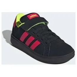 Sneaker Adidas SPORTSWEAR "GRAND COURT 00S KIDS", M&auml;dchen, Gr. 35, core schwarz, lucid rot, lucid lemon, Leder, Textil, Schuhe Sneaker, Design auf den Spuren des Adidas Superstar, f&uuml;r Kinder