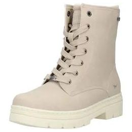 Schn&uuml;rstiefelette Mustang SHOES "Mustang Shoes Stiefelette Lederimitat", Damen, Gr. 40, cream, Lederimitat, Schuhe Schn&uuml;rstiefelette