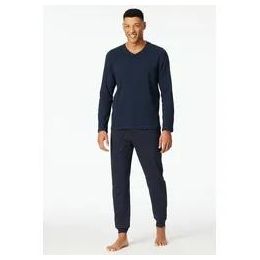 Schlafanzug Schiesser "Casual Essentials", Herren, Gr. 58, 516, burgund, Single Jersey, Obermaterial: 100% Baumwolle, bequem lang, V-Ausschnitt, Homewear-Sets Schlafanzug, mit bequemen B&uuml;ndchen