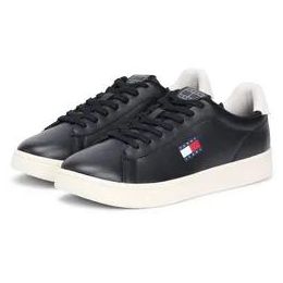 Tommy Hilfiger Sneaker TOMMY JEANS "ARCHIVE '98", Herren, Gr. 42, schwarz, wei&szlig;, Nappaleder, Textil, unifarben mit Farbeinsatz, Schuhe Sneaker, Freizeitschuh, Streetwear, Halbschuh, Schn&uuml;rer mit Logoflagge