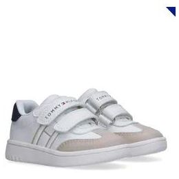 Sneaker Tommy Hilfiger, Damen, Gr. 27, beige, wei&szlig;, blau, Lederimitat, Schuhe Sneaker, Freizeitschuh, Halbschuh, Klettschuh im Retro Look