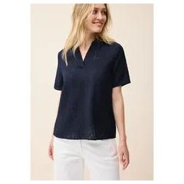 Kurzarmbluse Cecil, Damen, Gr. S (38), blau (urban navy blau), Stoff, 75% Viskose, 25% Polyester, unifarben, normal normal, V-Ausschnitt, B&uuml;ndchen, Blusen, aus softem Materialmix