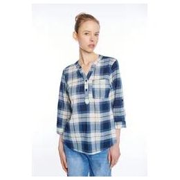 Haily's Karobluse HAILY&rsquo;S "3/4 P BL Di44nara", Damen, Gr. XXL, blau (7133 navy check), Web, Obermaterial: 95% Polyester, 5% Elasthan, kariert, V-Ausschnitt, Krempel&auml;rmel, Blusen Karobluse