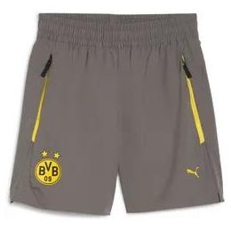 Shorts Puma "Borussia Dortmund PumaTECH Relaxed Shorts Jugendliche", M&auml;dchen, Gr. 140, Normalgr&ouml;&szlig;en, gelb (cool schwarz gray faster gelb), Obermaterial: 50% Polyester, 50% Elastomultiester. Taschenfutter: 100% Polyester, relaxed fit, Hosen Shorts