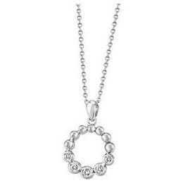 Kette mit Anh&auml;nger Firetti "Schmuck Geschenk Silber 925 Halsschmuck Ankerkette Kugeln rund Tennis", silberfarben, kristallwei&szlig;, Halsketten, Damen, Silber 925 (Sterlingsilber), L: 45 B: 1mm, mit Zirkonia (synth.), B:1mm