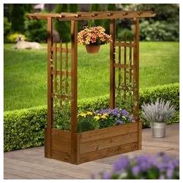 Hochbeet Dobar "Pflanzkasten "Pergola" aus Holz, Braun", braun, B:117cm H:119cm T:39cm, Massivholz, Pflanzgef&auml;&szlig;e, Der Rankkasten ist ca. 117 x 39 x 119 cm (LxBxH) gro&szlig; und ca. 9,86 kg