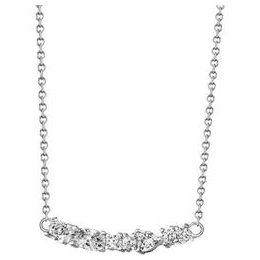 Kette mit Anh&auml;nger Firetti "Schmuck Geschenk Silber 925 Halsschmuck Ankerkette Rund Oval Herz", silberfarben, kristallwei&szlig;, Halsketten, Damen, Silber 925 (Sterlingsilber), L: 45 B: 1,1mm, mit Zirkonia (synth.), B:1,1mm