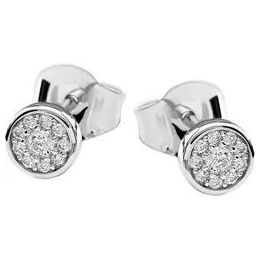 Paar Ohrstecker Firetti "Schmuck Geschenk Silber 925 Ohrschmuck Ohrringe Kreis rund", silberfarben, kristallwei&szlig;, kristallwei&szlig;, Ohrringe, Damen, 5,5mm, Silber 925 (Sterlingsilber), mit Zirkonia (synth.)