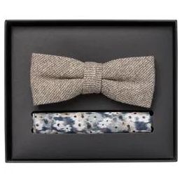 Fliege Venti "Venti Set aus Fliege und Einstecktuch gemustert", Herren, beige (champagner beige), 52% Polyester, 47% Baumwolle, 1% Elasthan, Fliegen